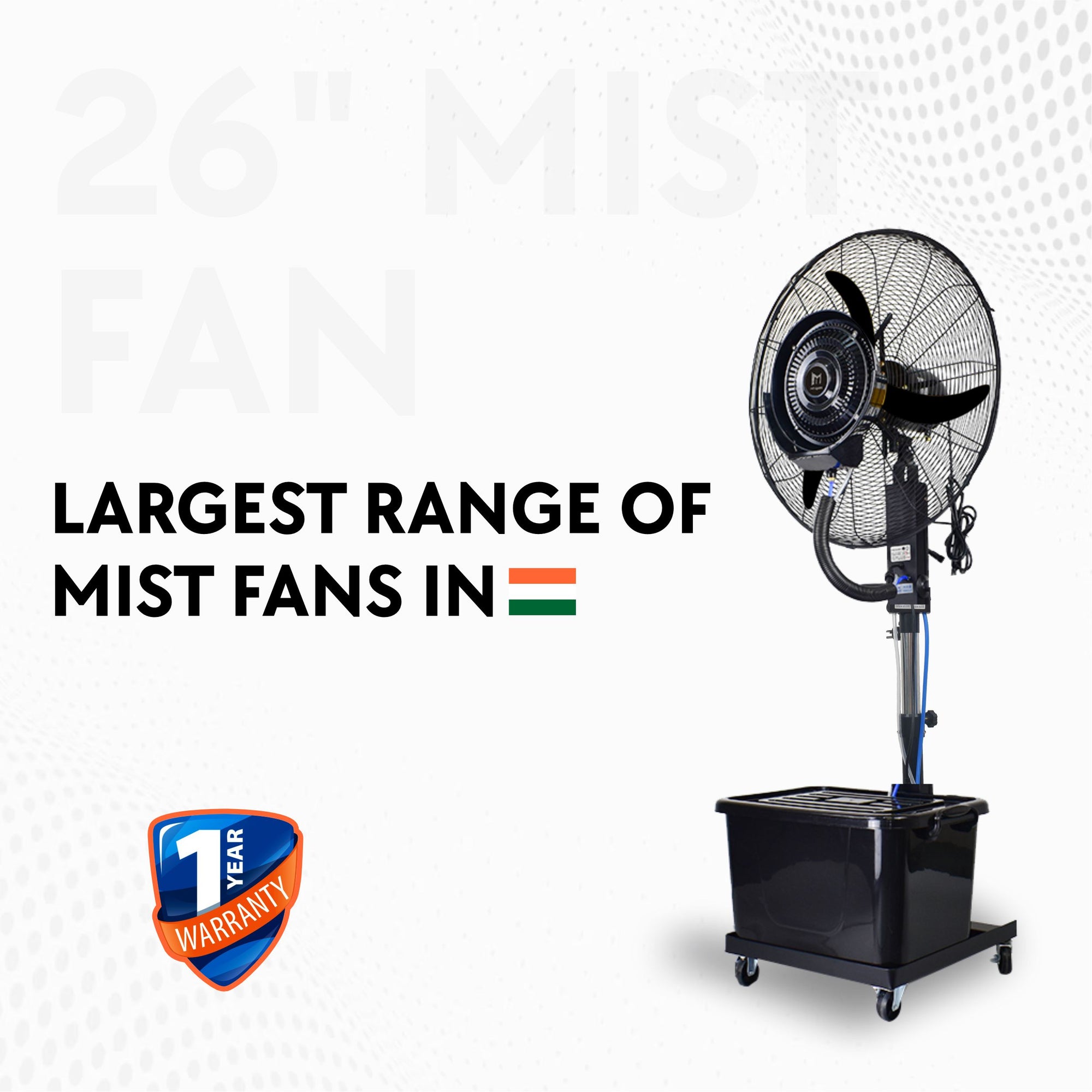 HAVAI 26″ Commercial Mist Fan, 260W Copper Motor | 10m Spray | Manual